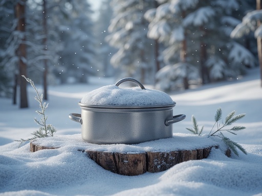 Kitchenware on snowy winter forest ground, Free Images, Illustrations ...